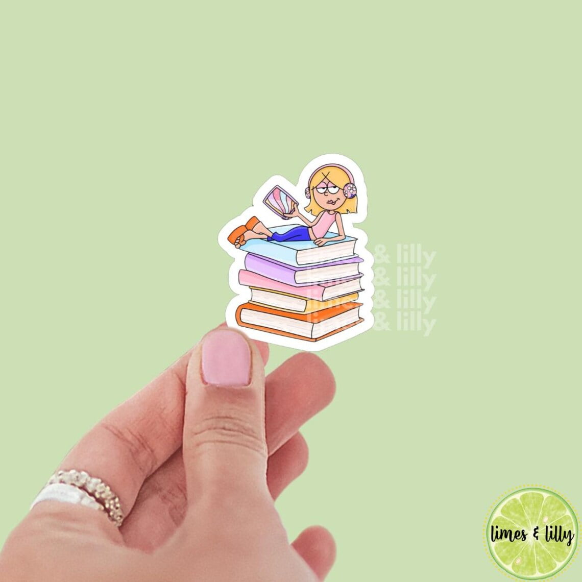 Stickly Y2K 90s Lizzie Stack of Books Cartoon Vinyl er | Bookish ers ...