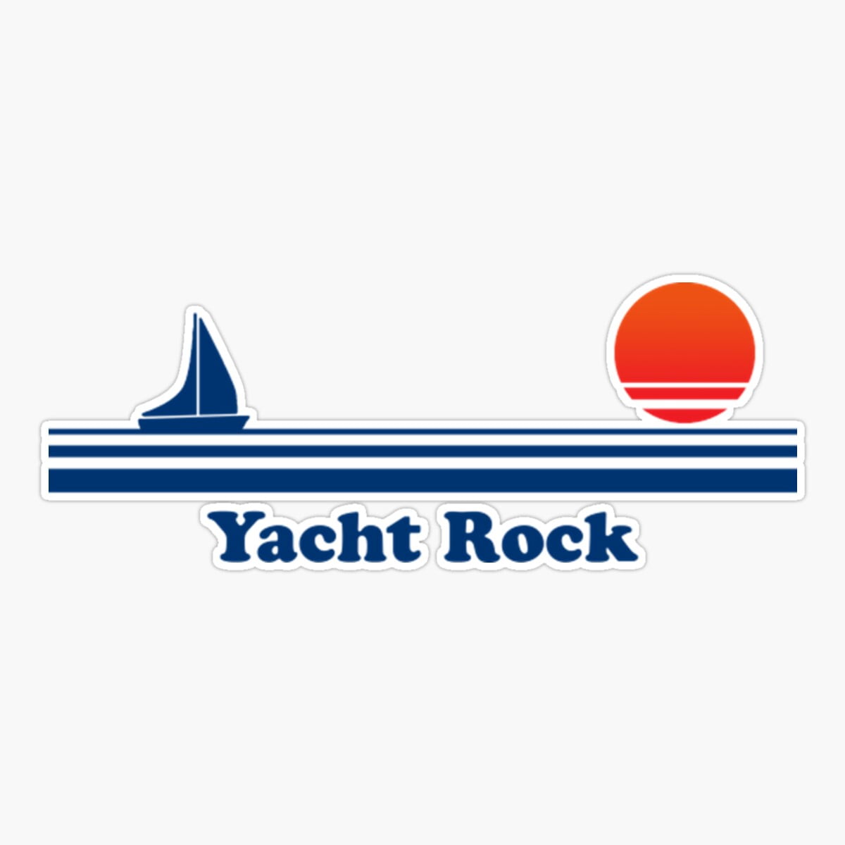 Stickly Yacht Rock Sunset Sticker, Phone Decal Water Bottle Stickers ...