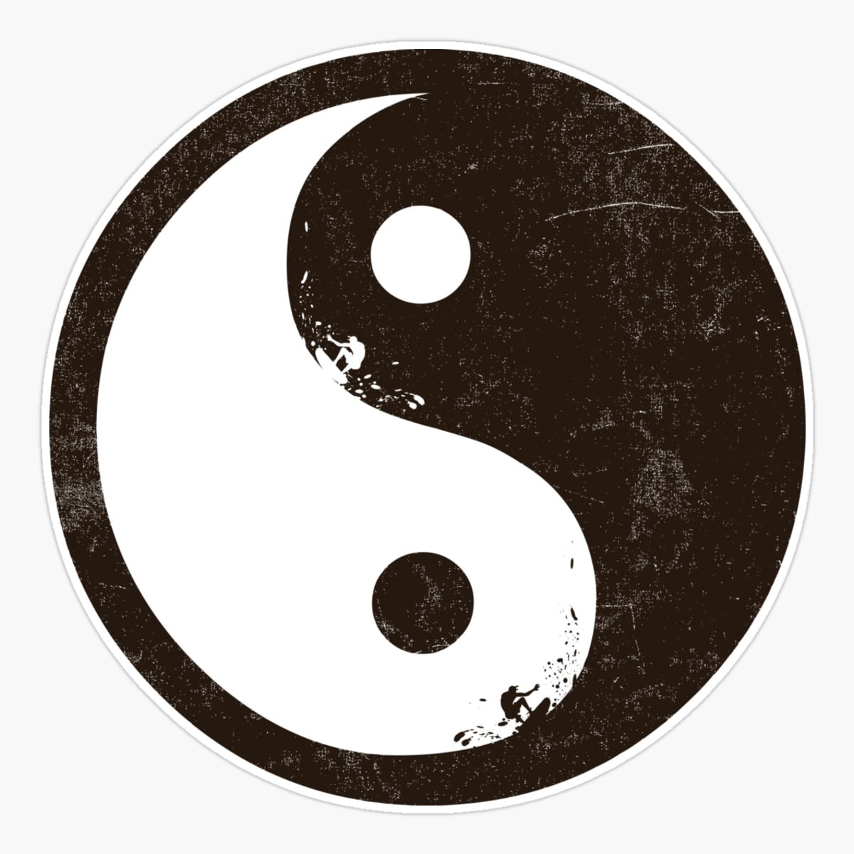 Stickly Yin Yang Surfer 2 Sticker, Phone Decal Water Bottle Stickers ...