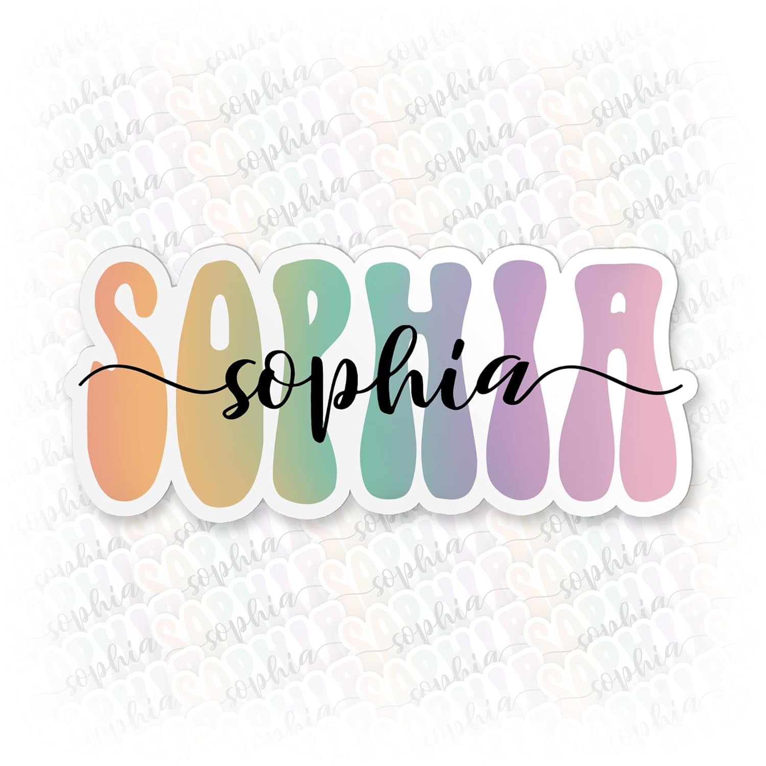Stickly ZENTHANY Name Decal Rainbow Color Name Sticker Name Holographic ...