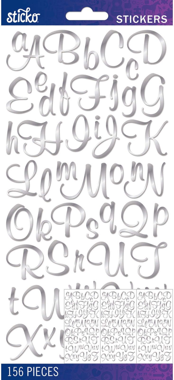 Sticko Alphabet Stickers-Alpha Medium Stickers - Silver Foil Scri ...