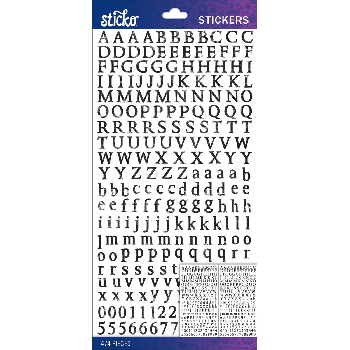 Sticko Alphabet Stickers-Black Distressed Octavian Small - Walmart.com