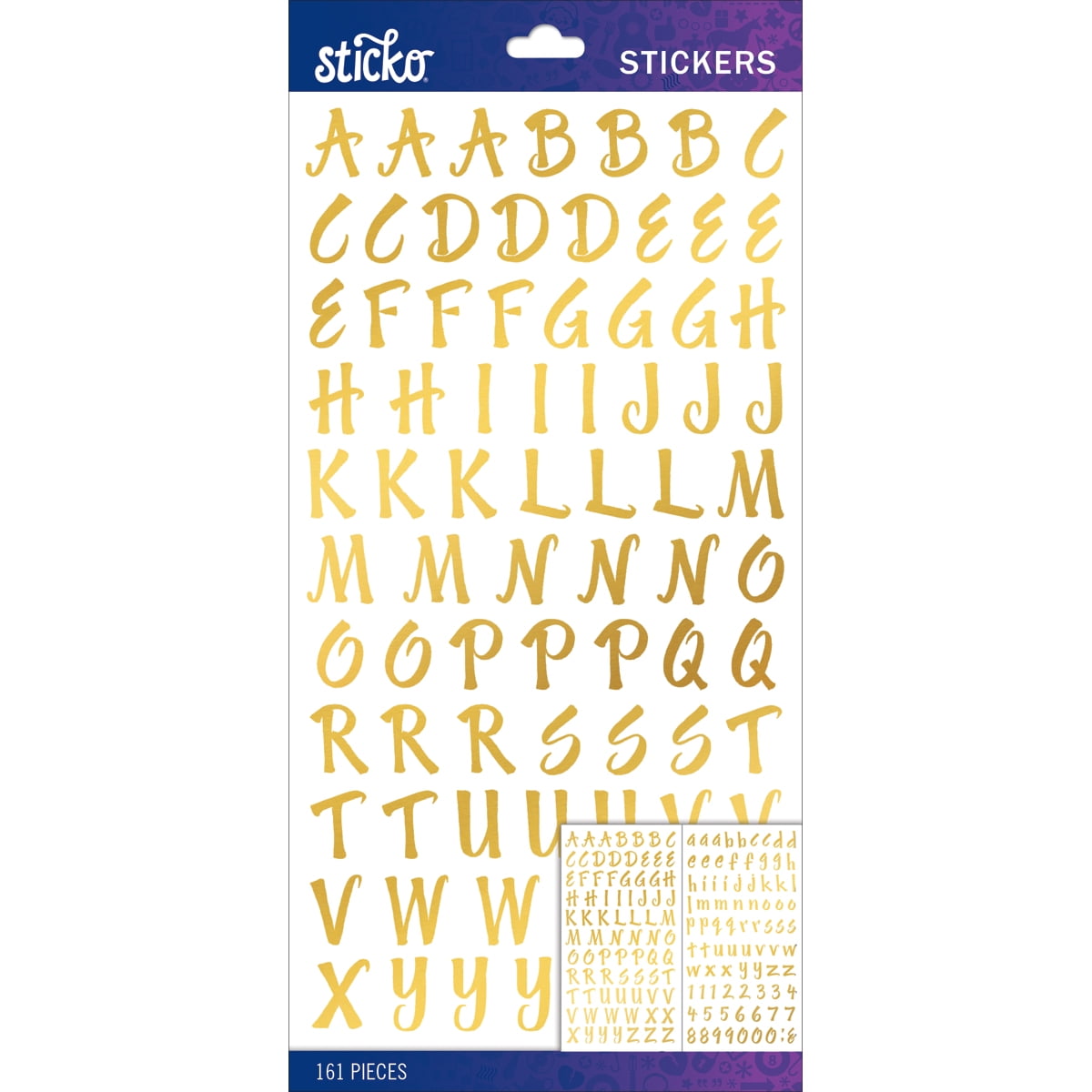Sticko Alphabet Stickers-Gold Foil Brush Small - Walmart.com
