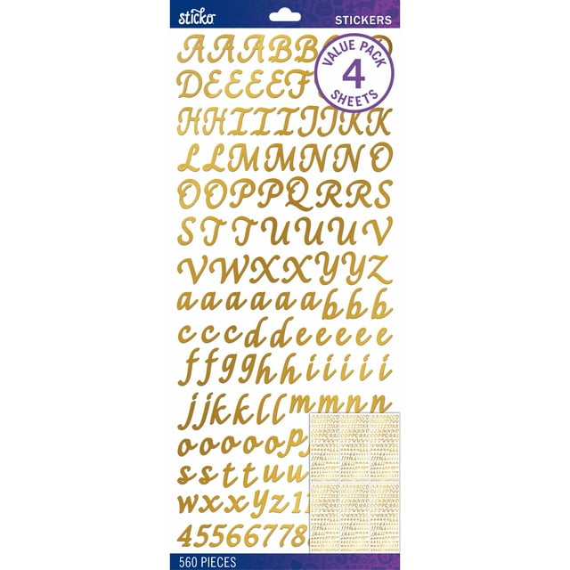 Sticko Alphabet Stickers-Gold Foil Script - Walmart.com