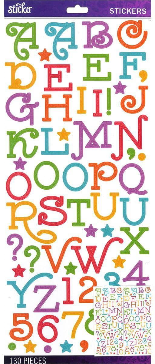 Sticko Alphabet Stickers-Multi Gasoline Alley Glitter - Walmart.com
