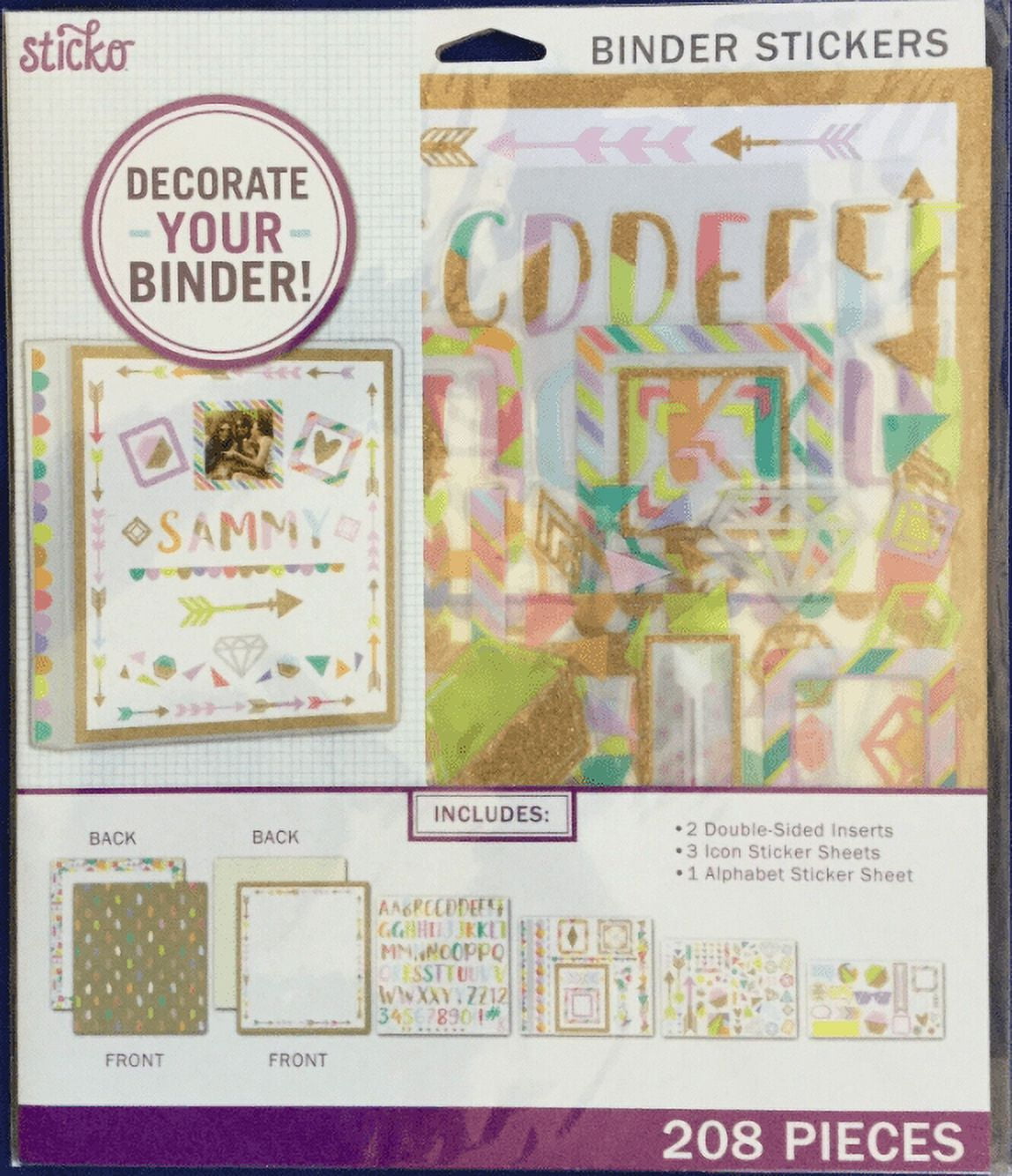 Sticko Binder Stickers Bold Gold Letters Bling Arrows Diamond ...