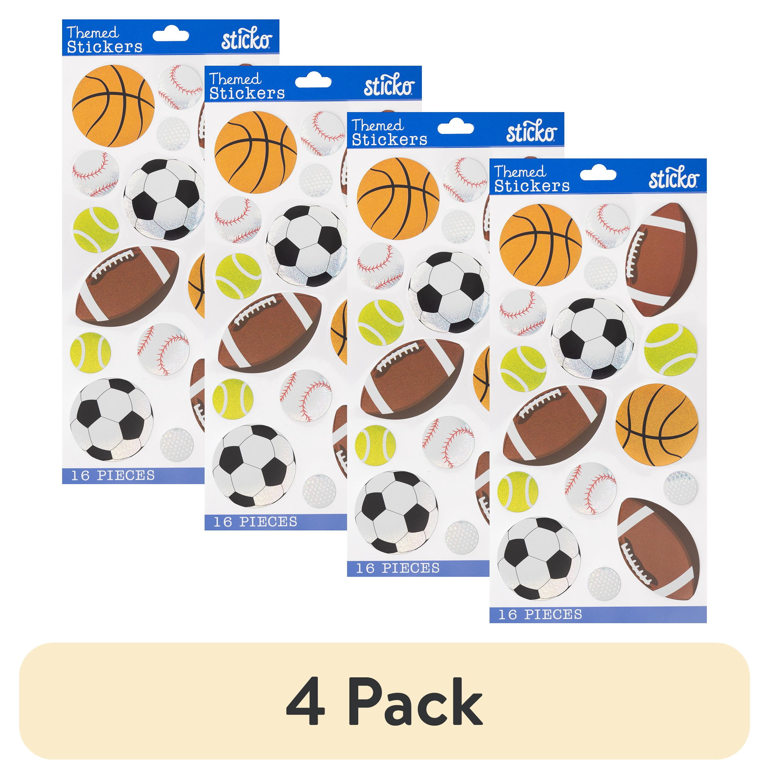 (4 pack) Sticko Classic Multicolor Popular Sports Balls Plastic ...