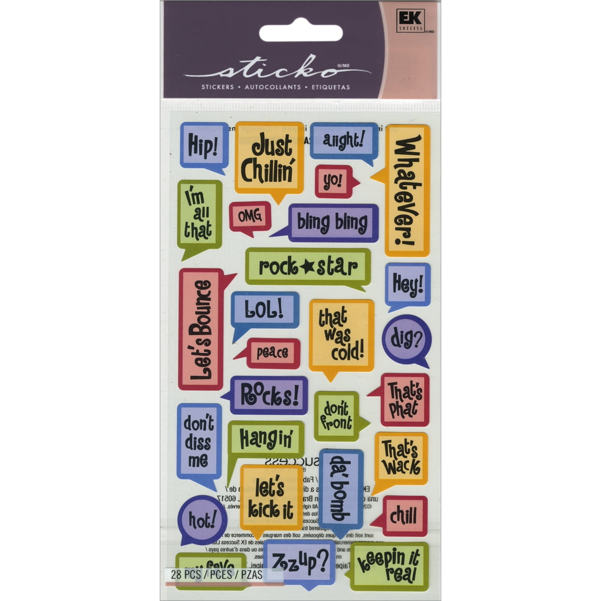 Sticko Classic Stickers-Teenager Caption Multi-Colored - Walmart.com