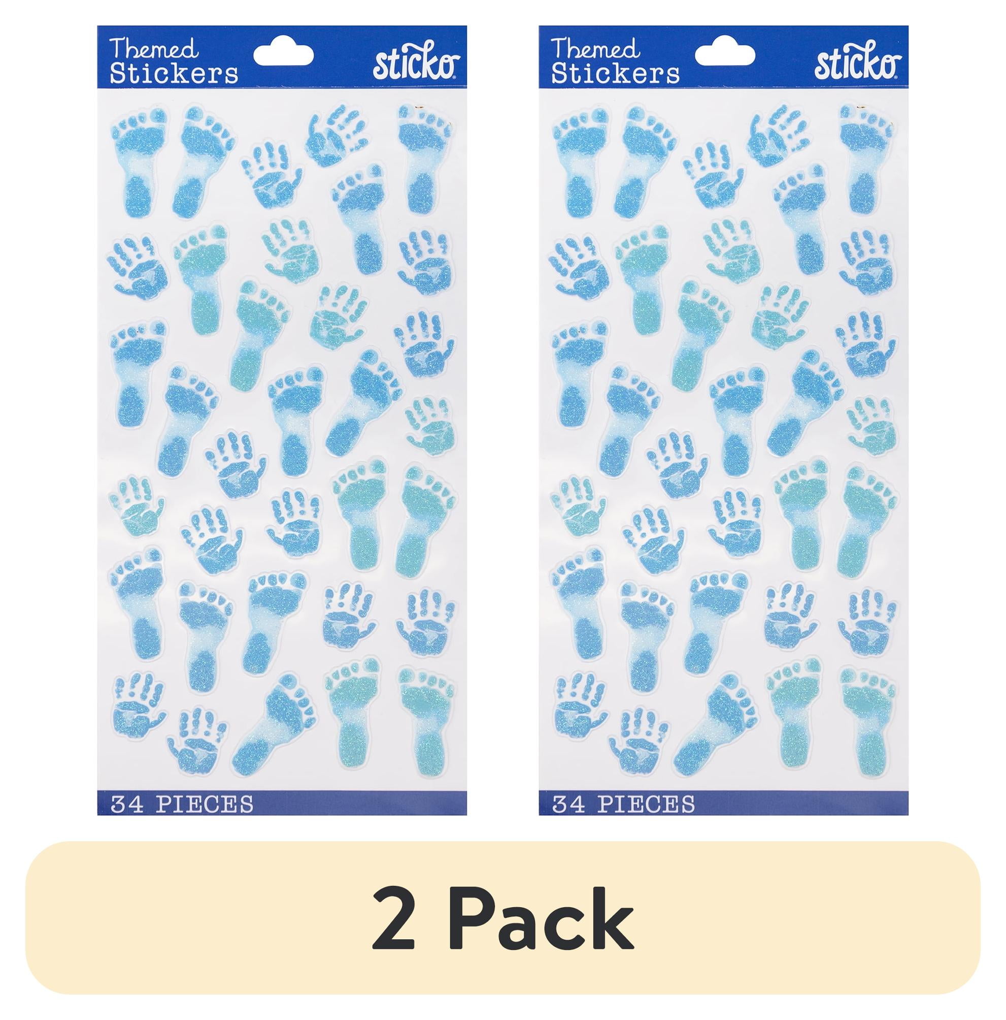 (2 pack) Sticko Classic Themed Stickers Plastic Baby Blue Hand & Foot ...