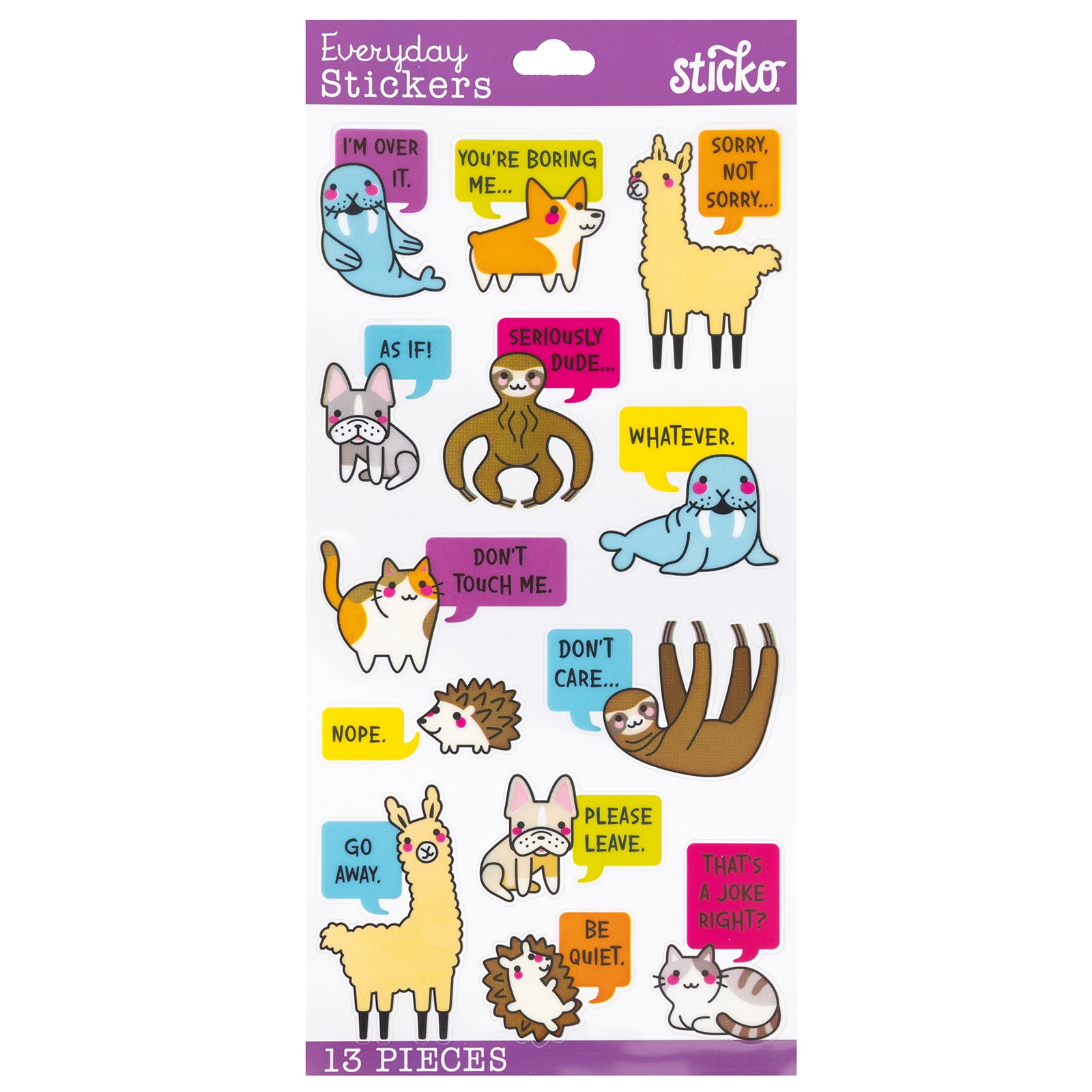 Sticko Everyday Multicolor Paper Animal Stickers, 13 Piece for Crafting ...