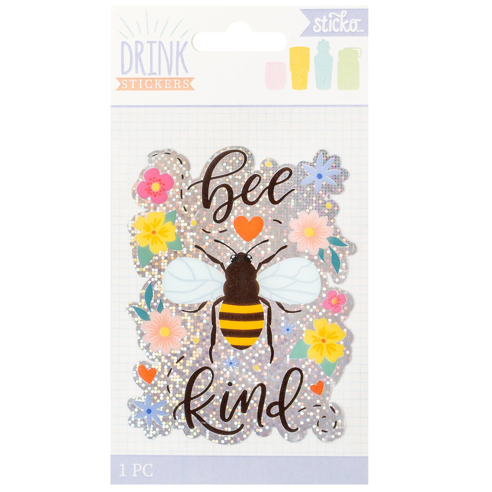 Sticko Multicolor Bee Kind Drink Stickers, 1 Piece - Walmart.com