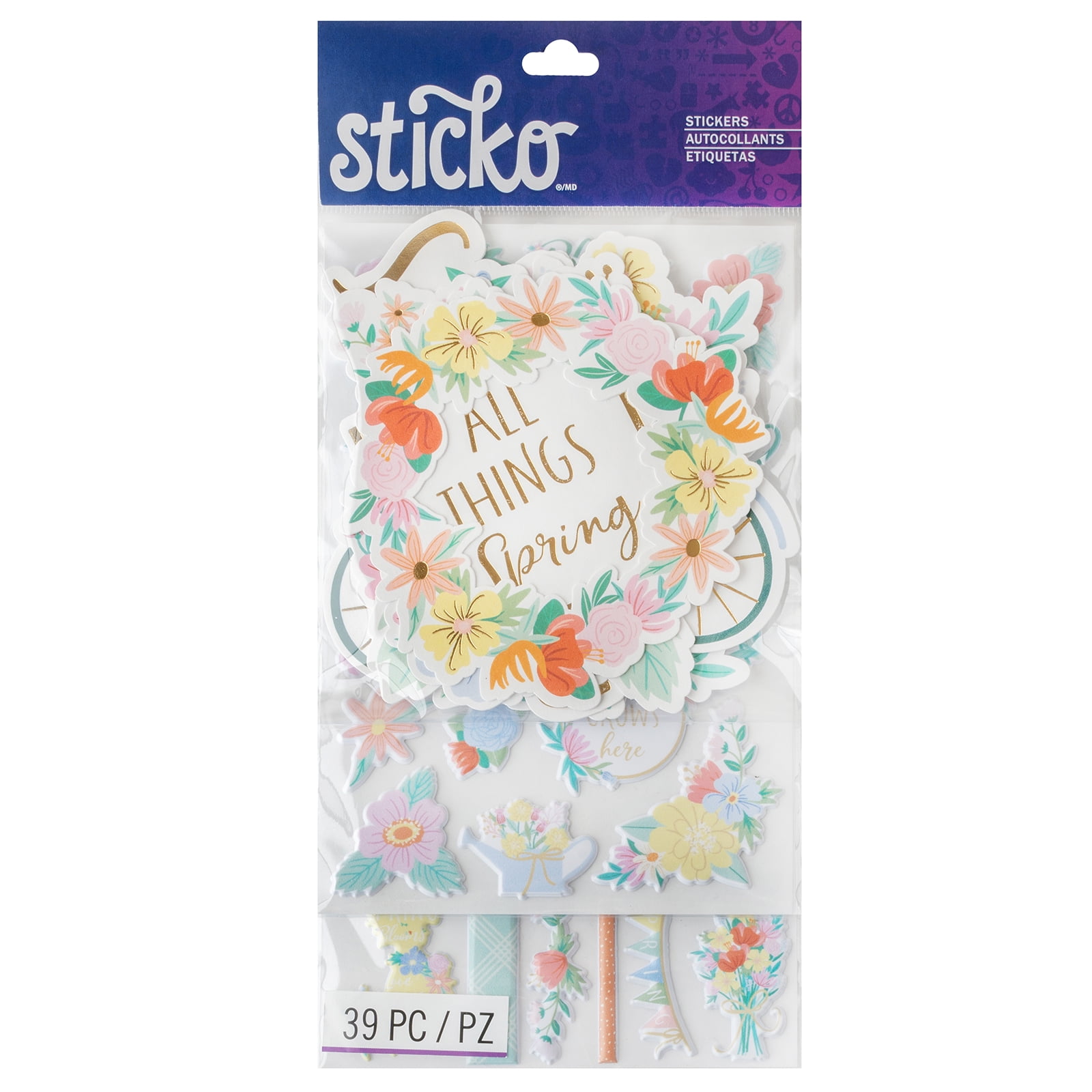 Sticko Multicolor Floral Flip Sticker Pack, 65 Piece - Walmart.com