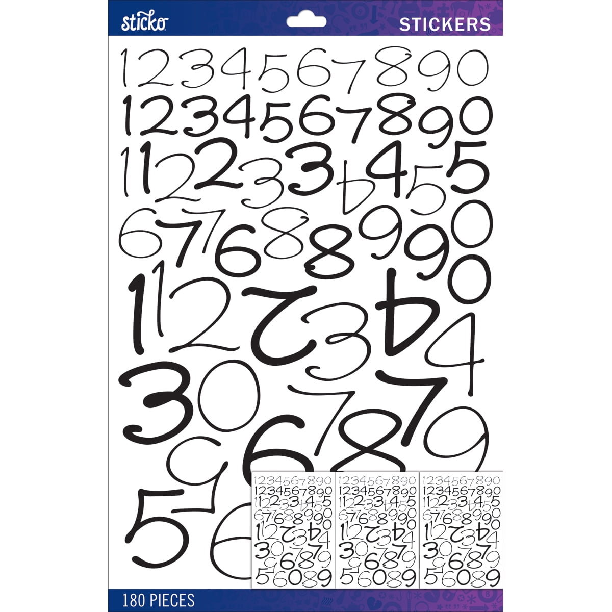 Sticko Numbers Stickers-Black Wendy Numbers Variety Pack - Walmart.com