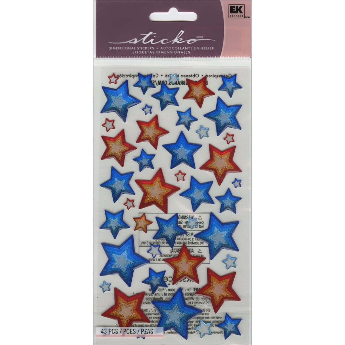 Sticko Primary Stars Stickers, 43 Piece - Walmart.com