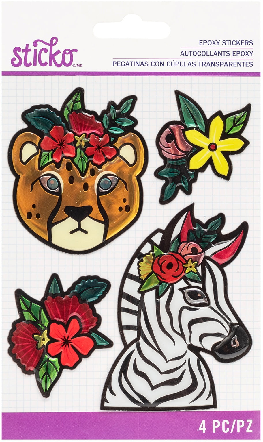 Sticko Raised Channel Epoxy Stickers-Jungle Animals - Walmart.com