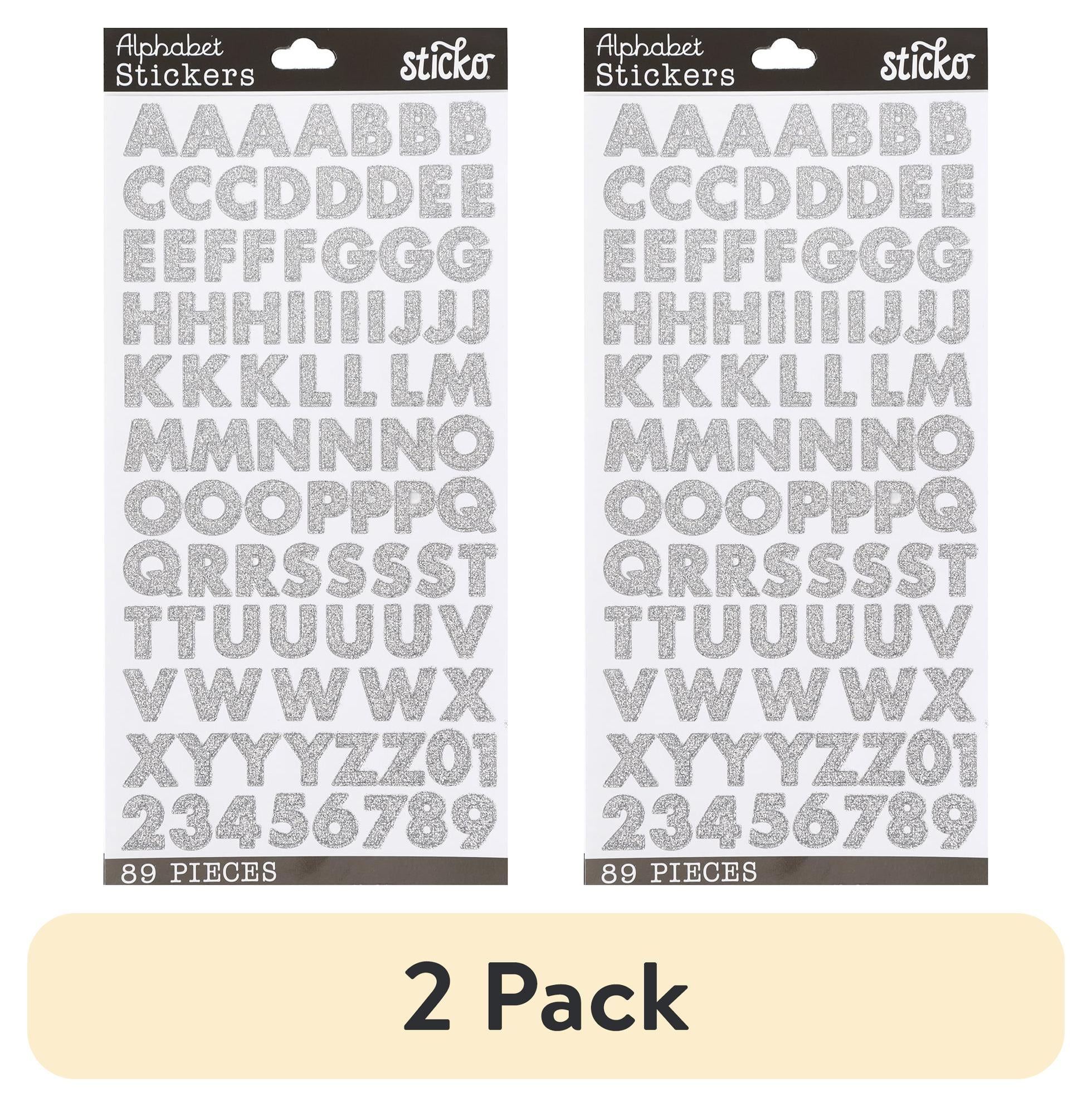 (2 pack) Sticko Silver Glitter Alphabet Foam Stickers, 89 Piece ...