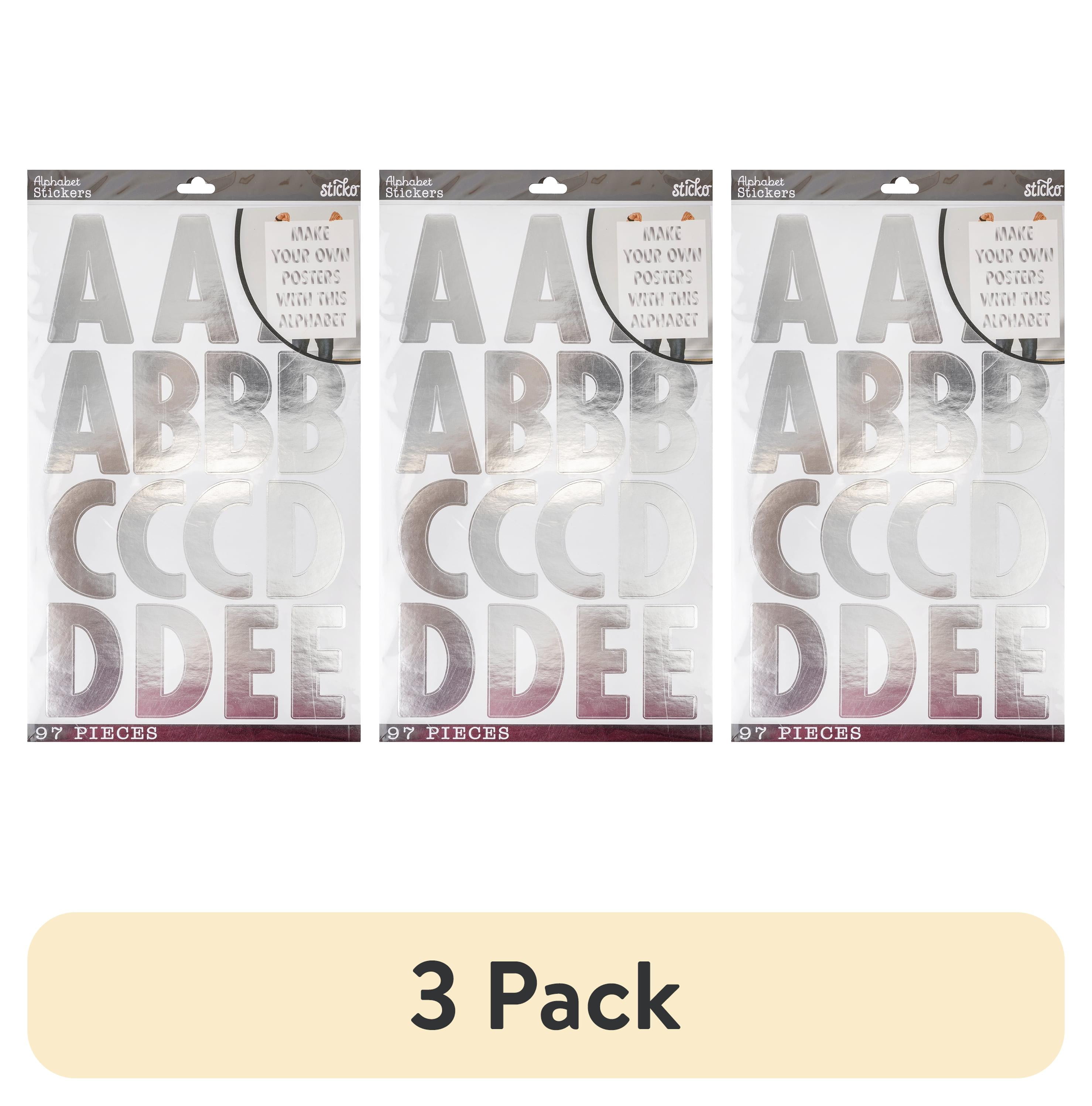 (3 pack) Sticko Silver XI Poster Alphabet Stickers, 97 Piece - Walmart.com