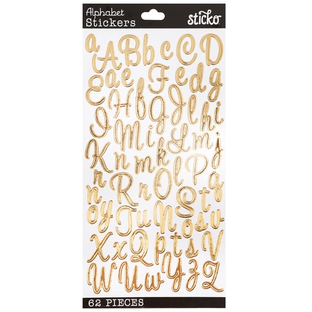 Sticko Small Gold Foil Sweetheart Script Alphabet Stickers - Walmart.com