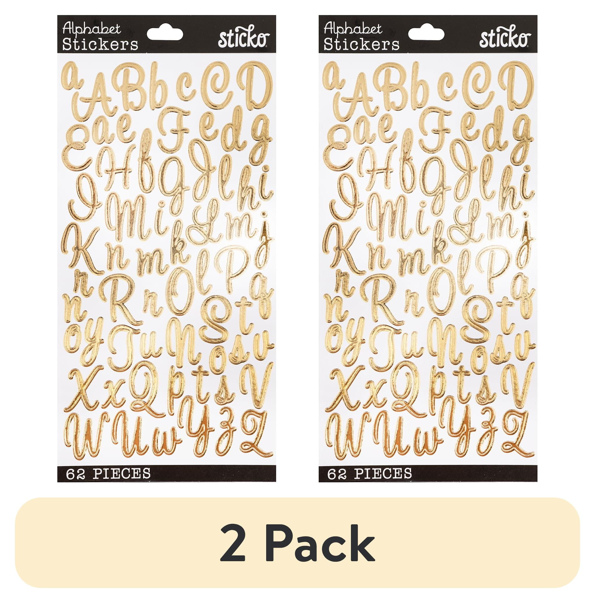 (2 pack) Sticko Small Gold Foil Sweetheart Script Alphabet Stickers ...