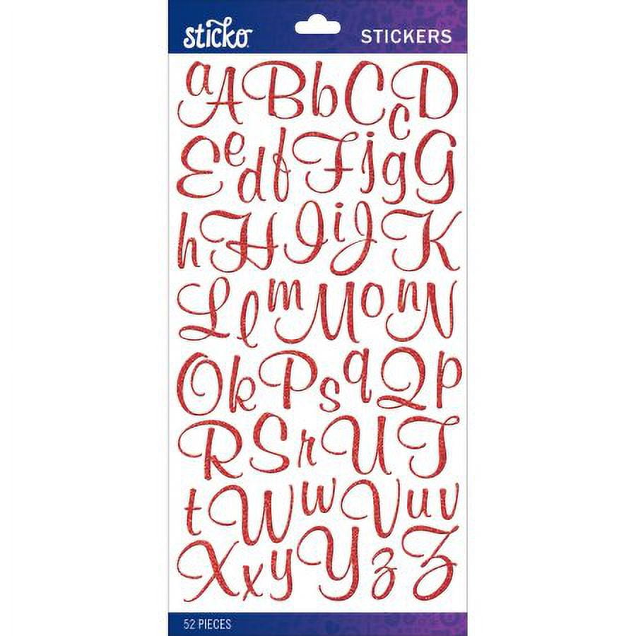 Sticko Small Red Glitter Script Alphabet Stickers, 52 Piece - Walmart.com