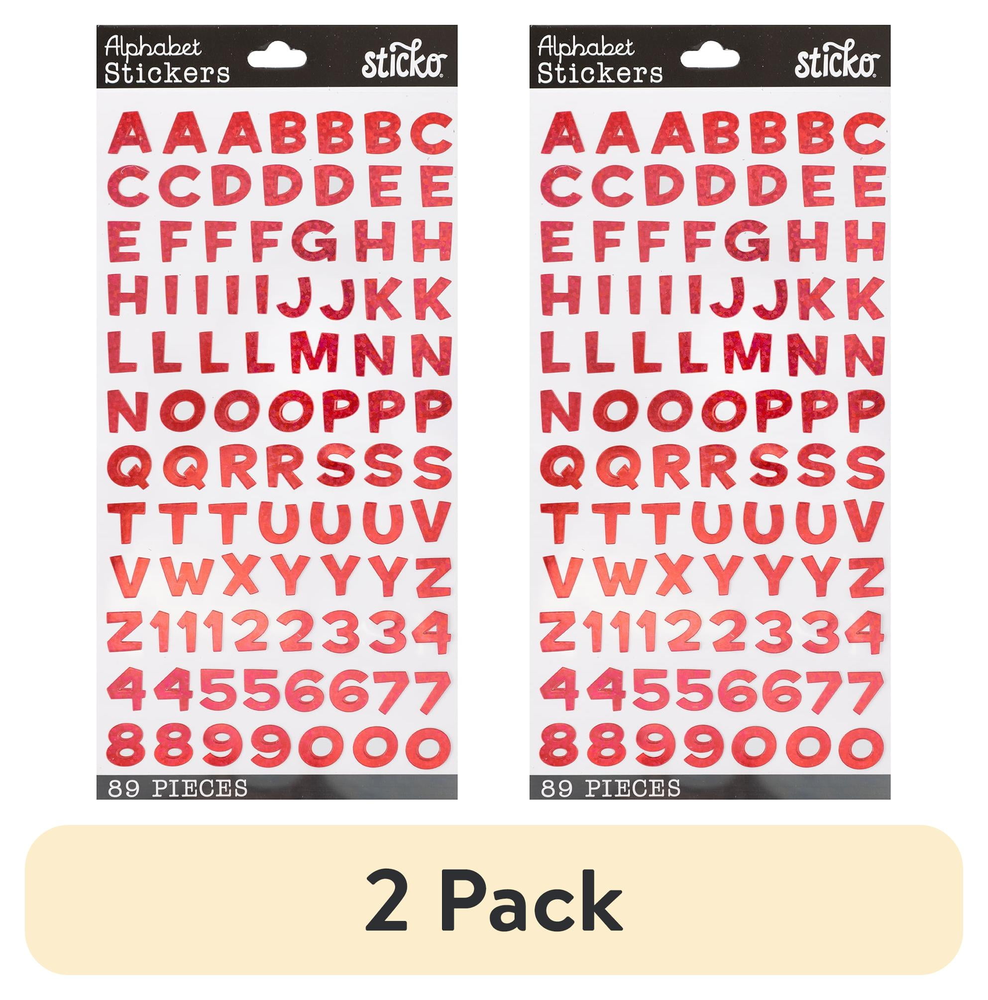 (2 pack) Sticko Small Red Metallic Funhouse Script Alphabet Stickers ...
