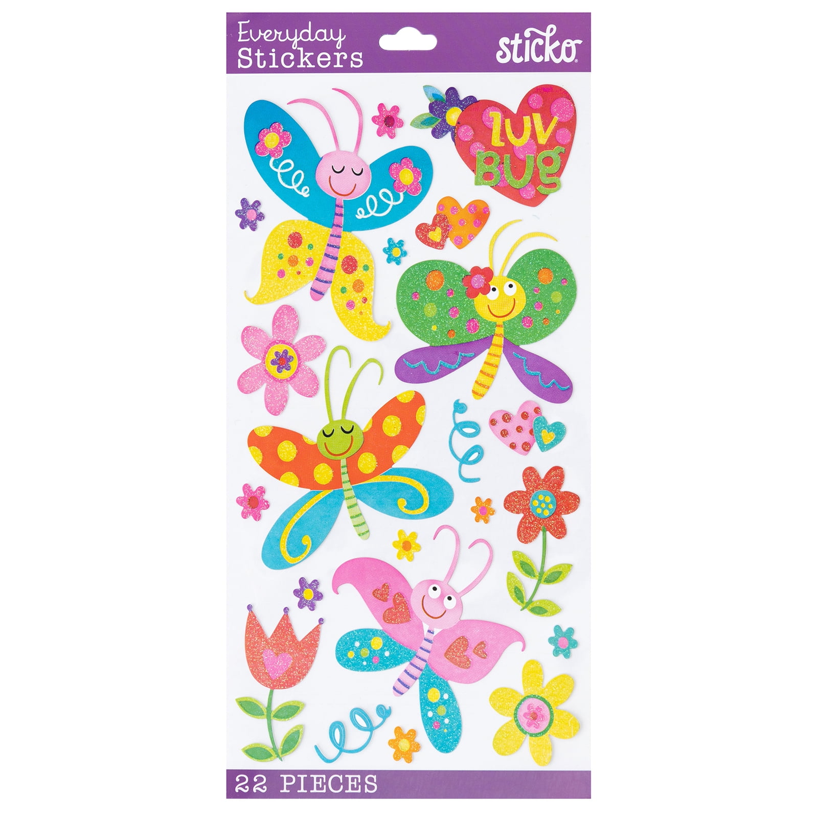 STICK O Solid Multicolor Paper Stickers, Classic Love Bug Designs, 22 ...