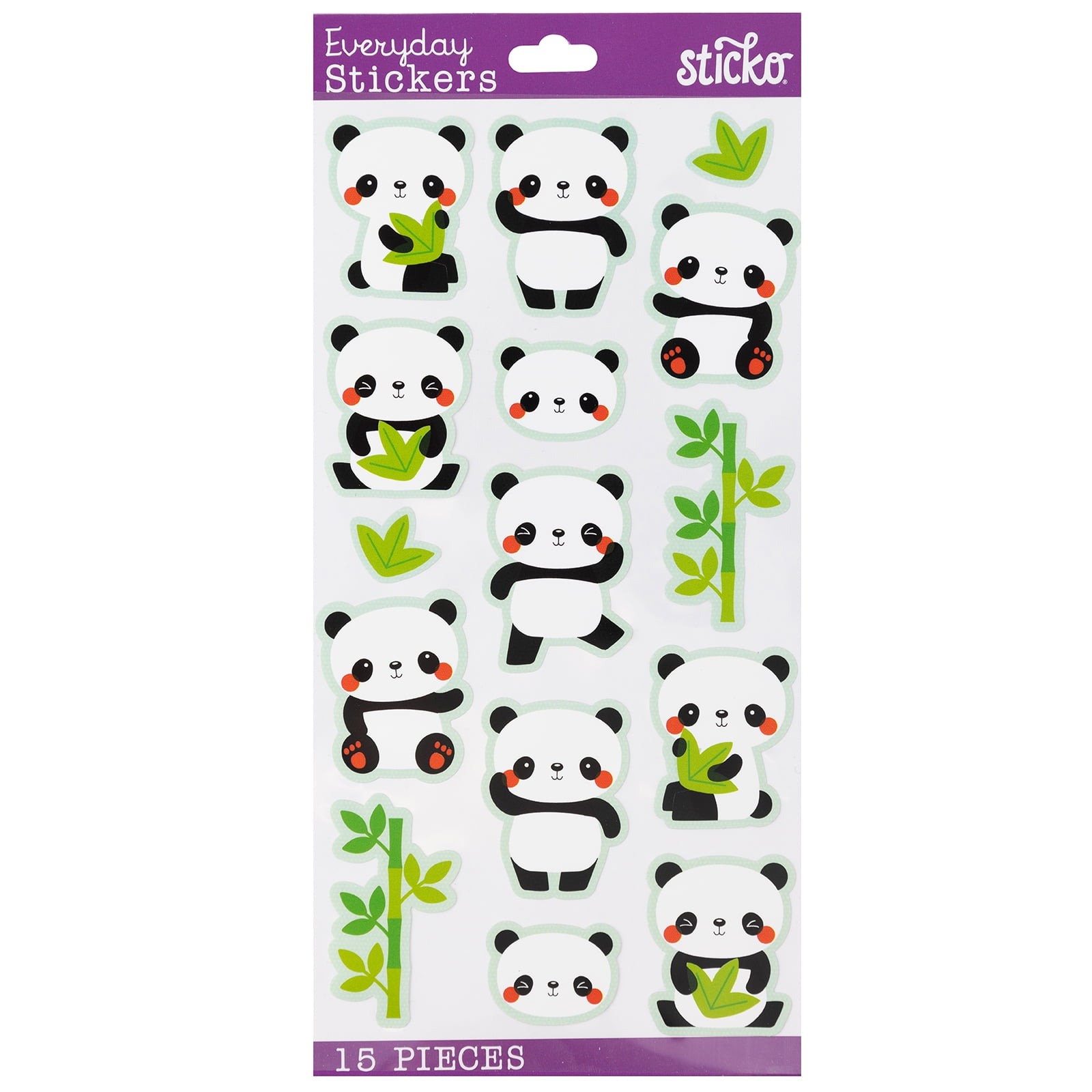 Sticko Solid Everyday Stickers Multicolor PVC Panda PVC Stickers, 15 ...