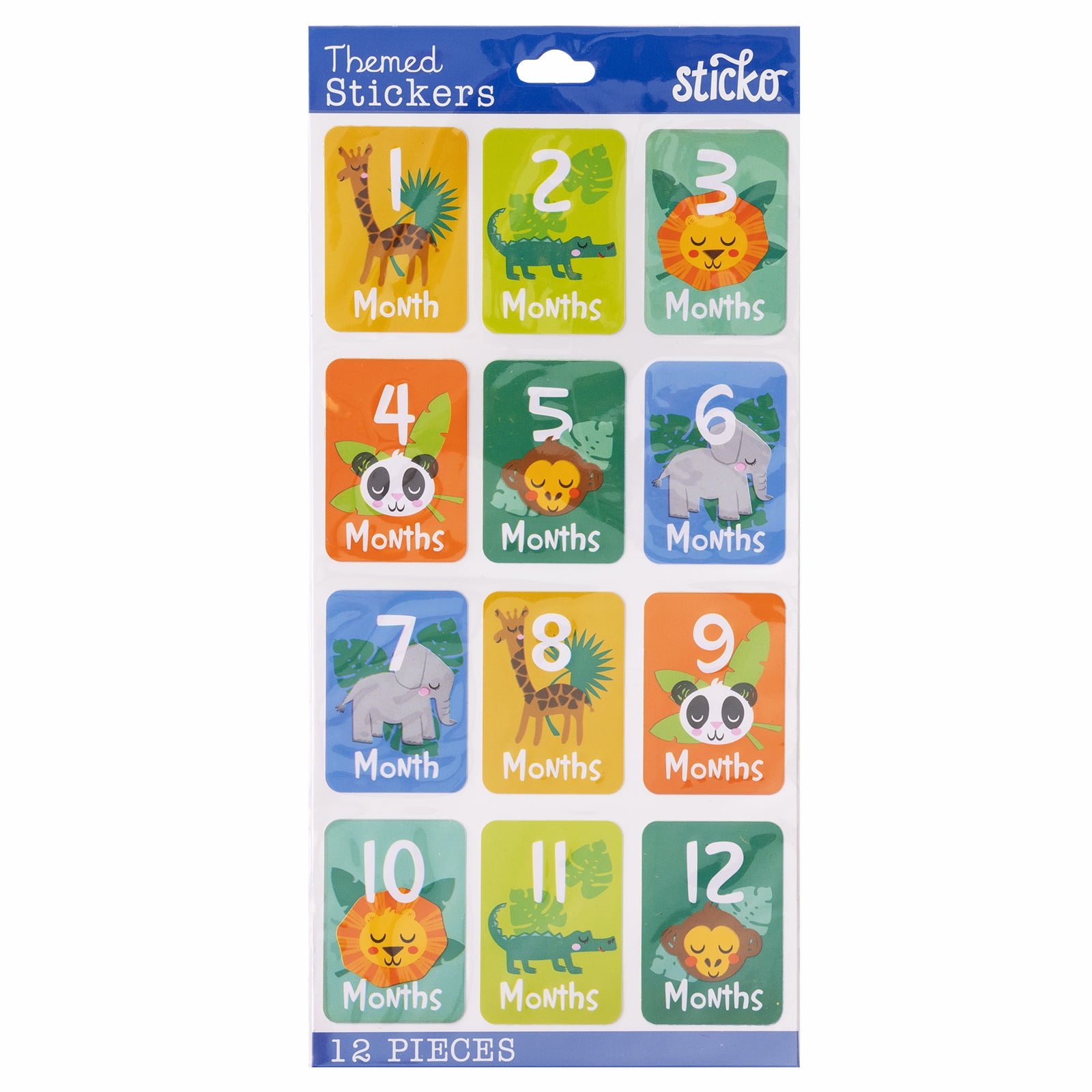 Sticko Solid Multicolor Monthly Paper Animal Themed Paper Stickers, 12 ...