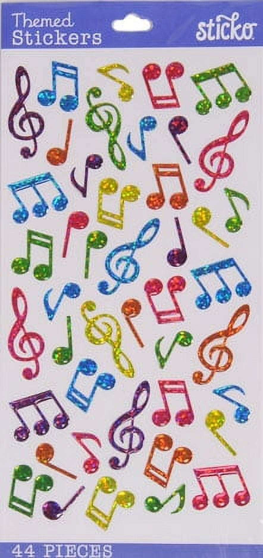 Sticko Solid Multicolor Sparkler Music Notes Themed Vinyl Stickers, 44 ...