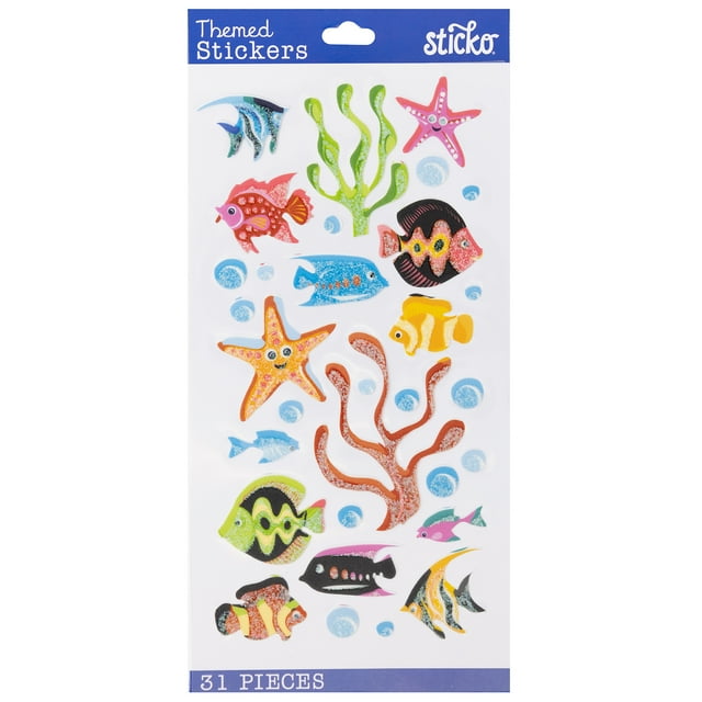 Sticko Solid Multicolor Tropical Fish Themed Vinyl Stickers, 31 Pieces ...