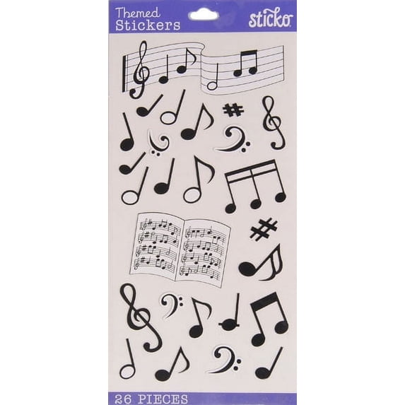 Sticko Classic Multicolor Music Notes Vinyl Stickers, 26 Piece for ...
