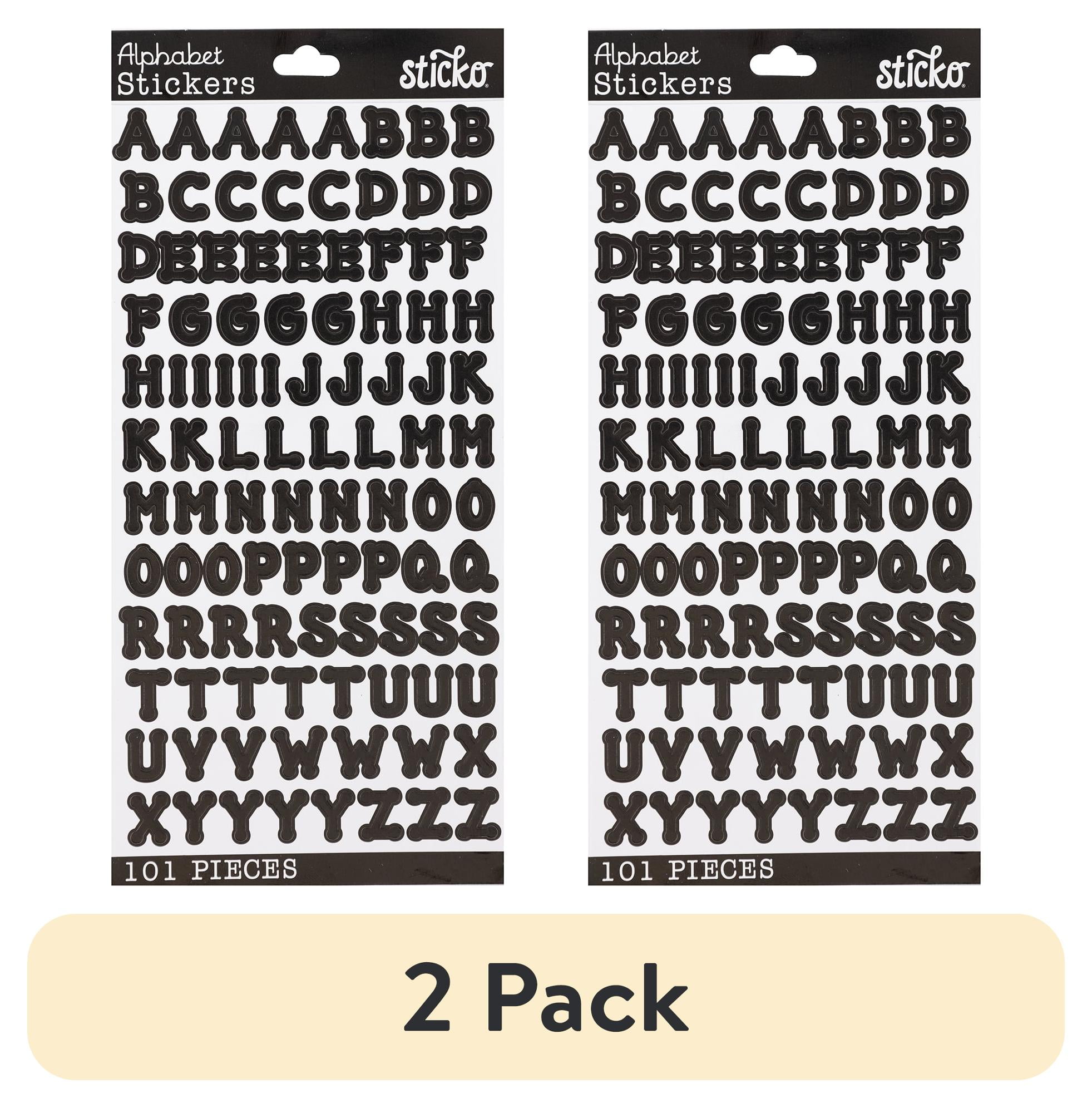 (2 pack) Sticko Solid Small Black Dot Letters Vinyl Stickers, 101 Piece ...