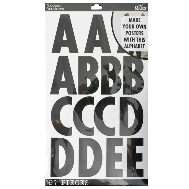 Sticko Solid x-Large Black Poster Paper Alphabet Stickers, 99 Pieces ...