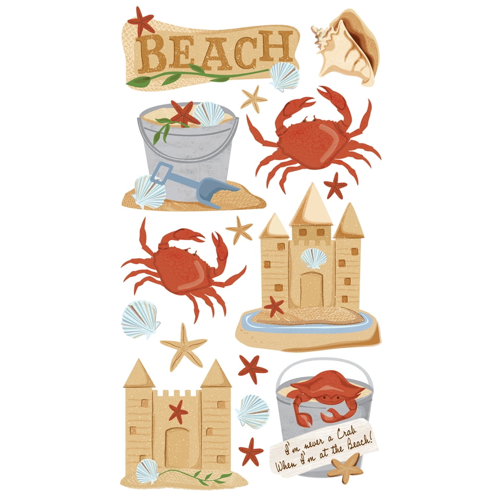 Sticko Stickers-Beach & Crabs, Pk 6, Sticko - Walmart.com