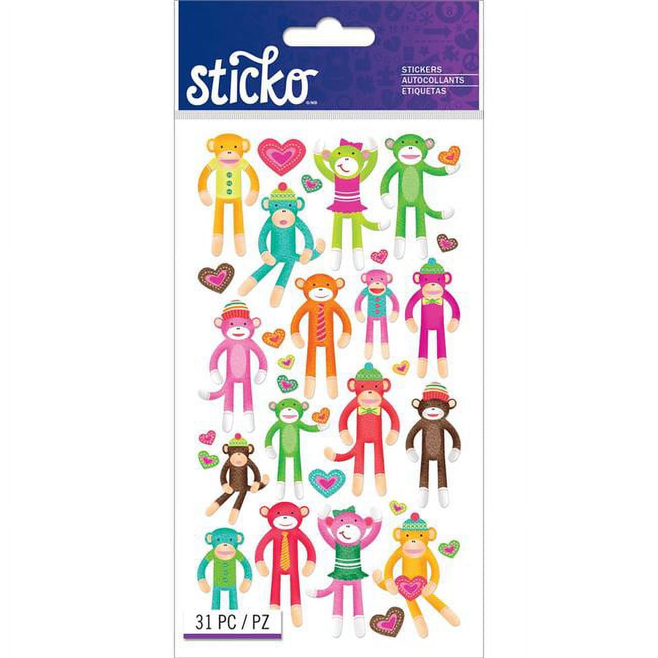 Sticko Classic Stickers-Sock Monkey - Walmart.com