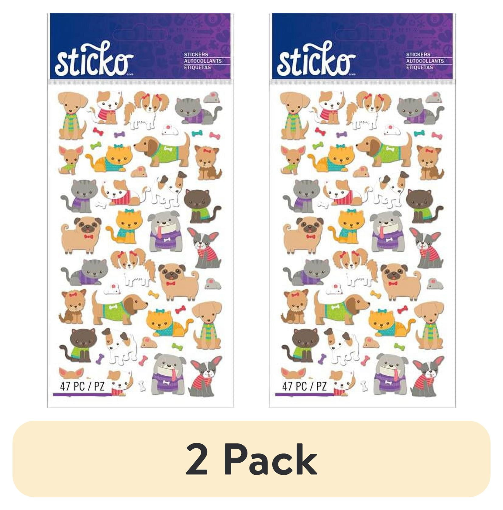 (2 pack) Sticko Stickers-Tiny Cats & Dogs - Walmart.com