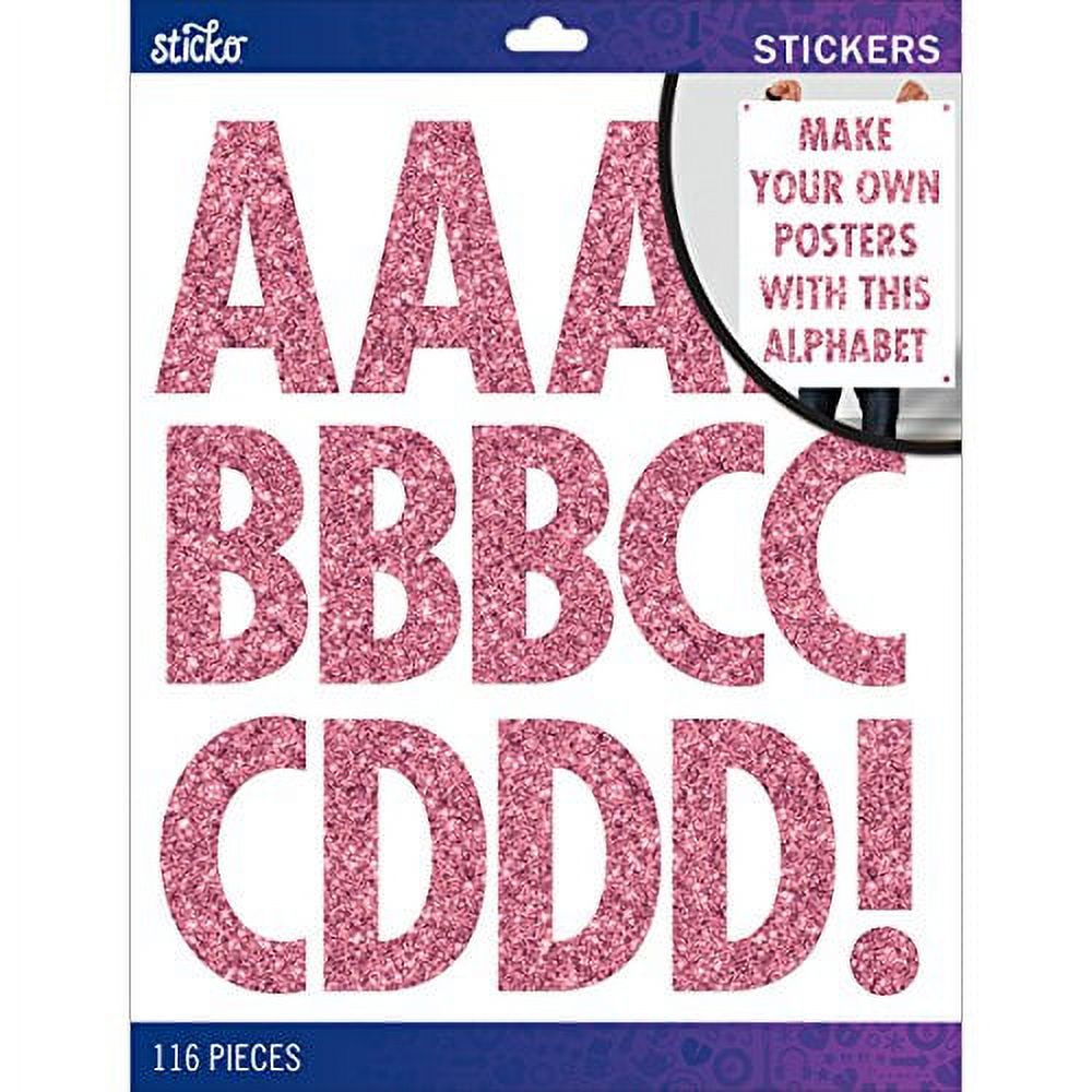Sticko XL Alphabet Stickers-Pink Glitter Futura Regular XL - Walmart.com