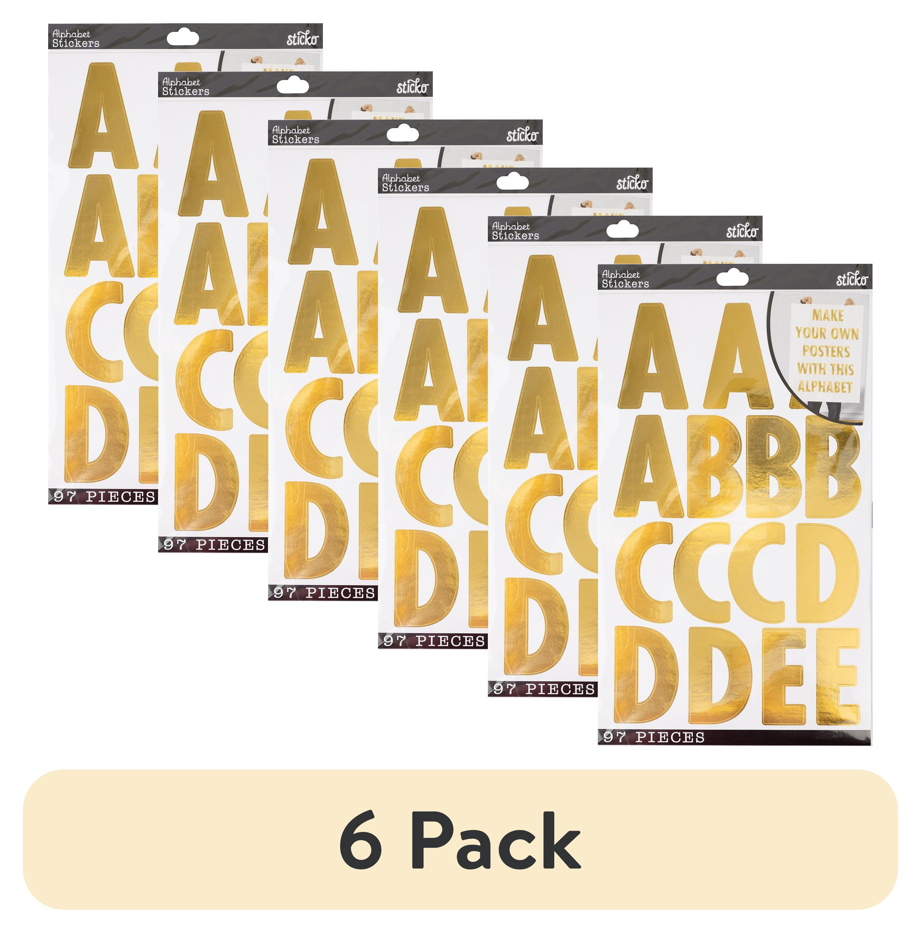 (6 pack) Sticko Xl Gold Poster Alphabet Stickers, 116 Piece - Walmart.com