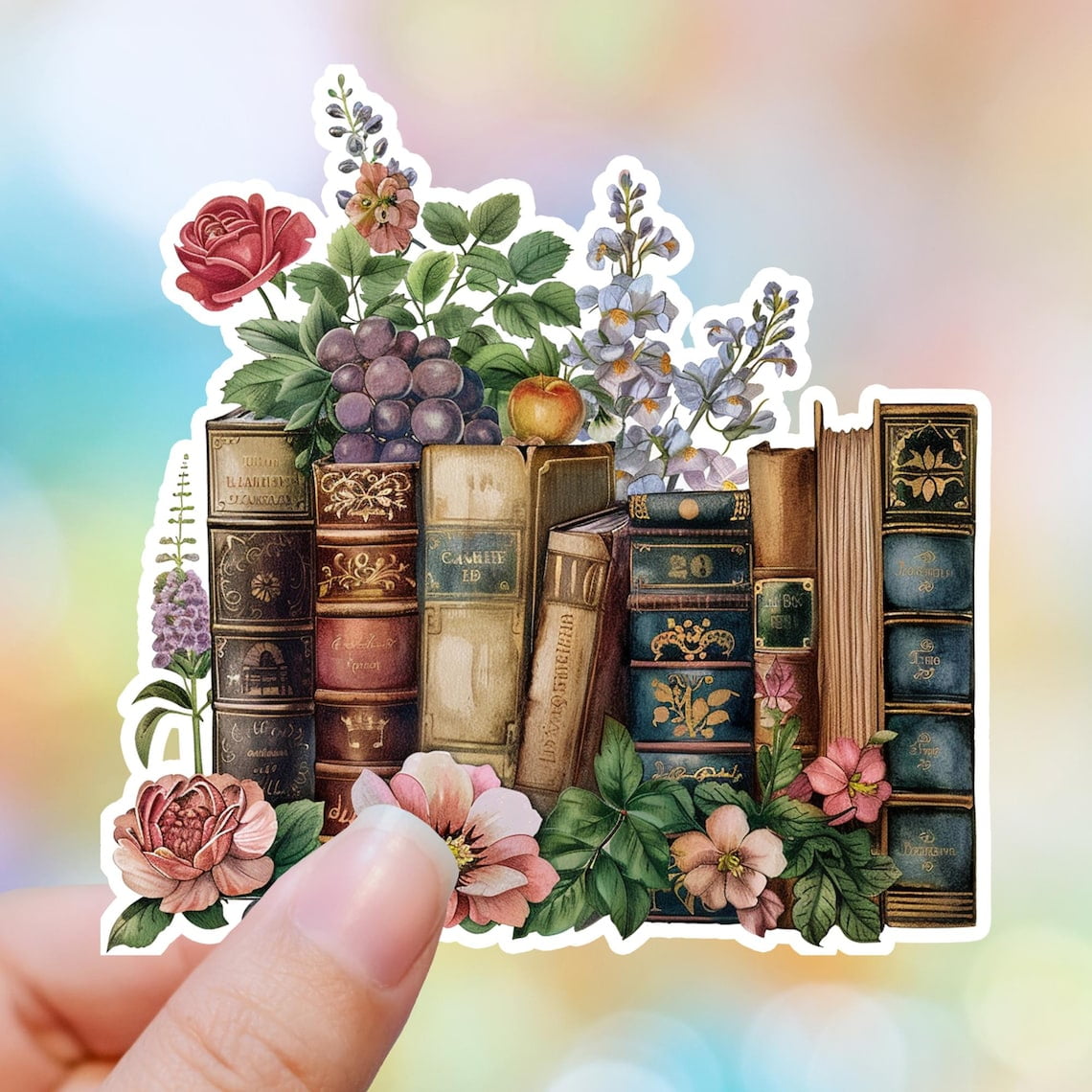 Stickology Antique Books Stack of Books Flower er Book er Reader er ...