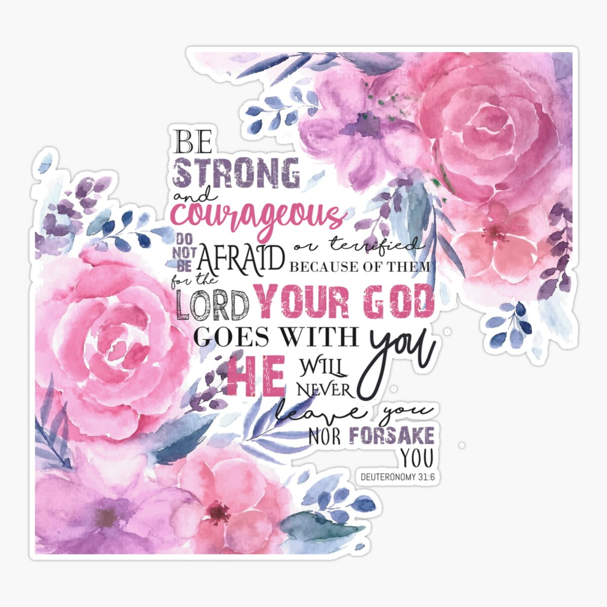 Stickology Bible Verses: Be Strong And Courageous Sticker, Phone Decal ...