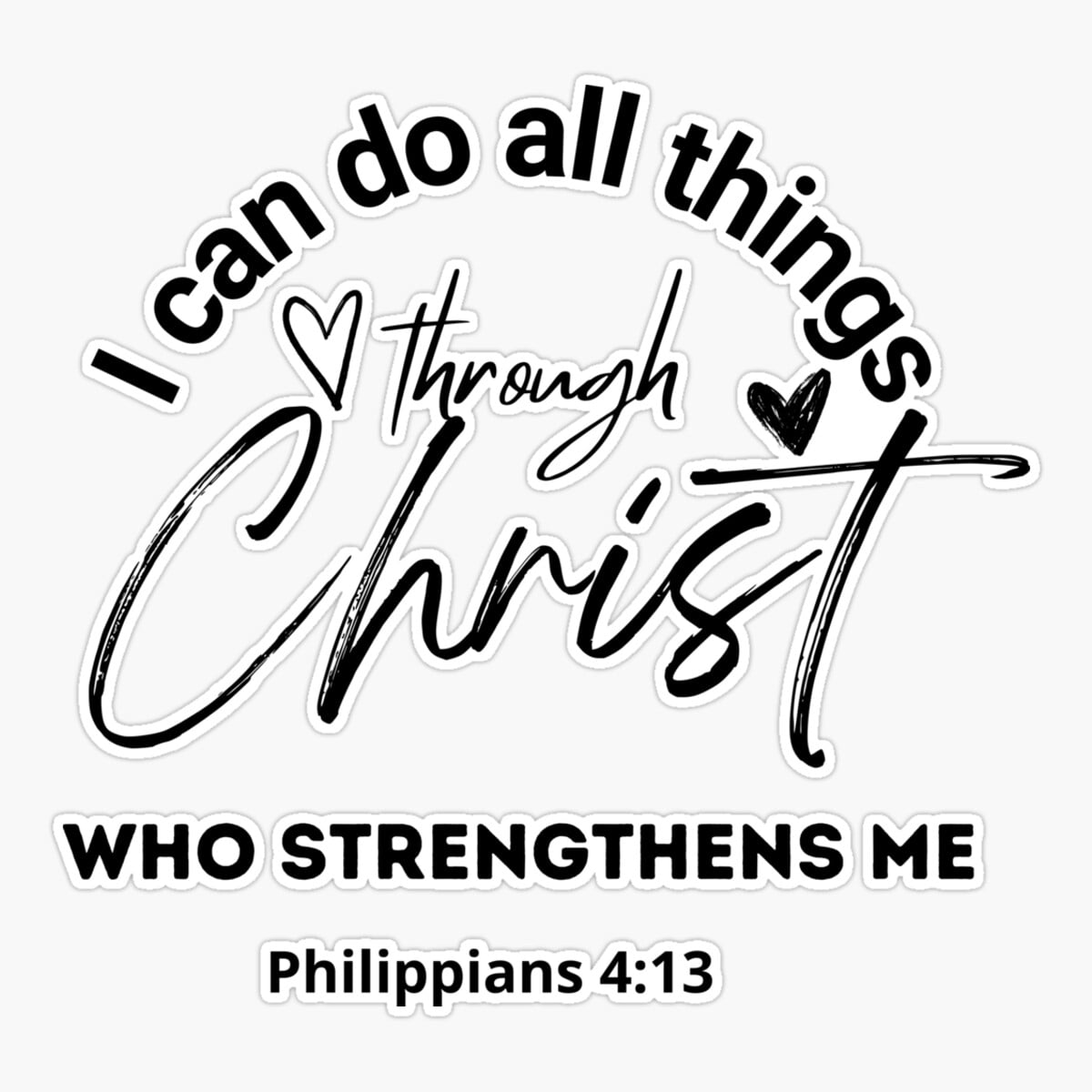 Stickology Christ Strengthens Me Bible Verses Christian Quotes Sticker ...