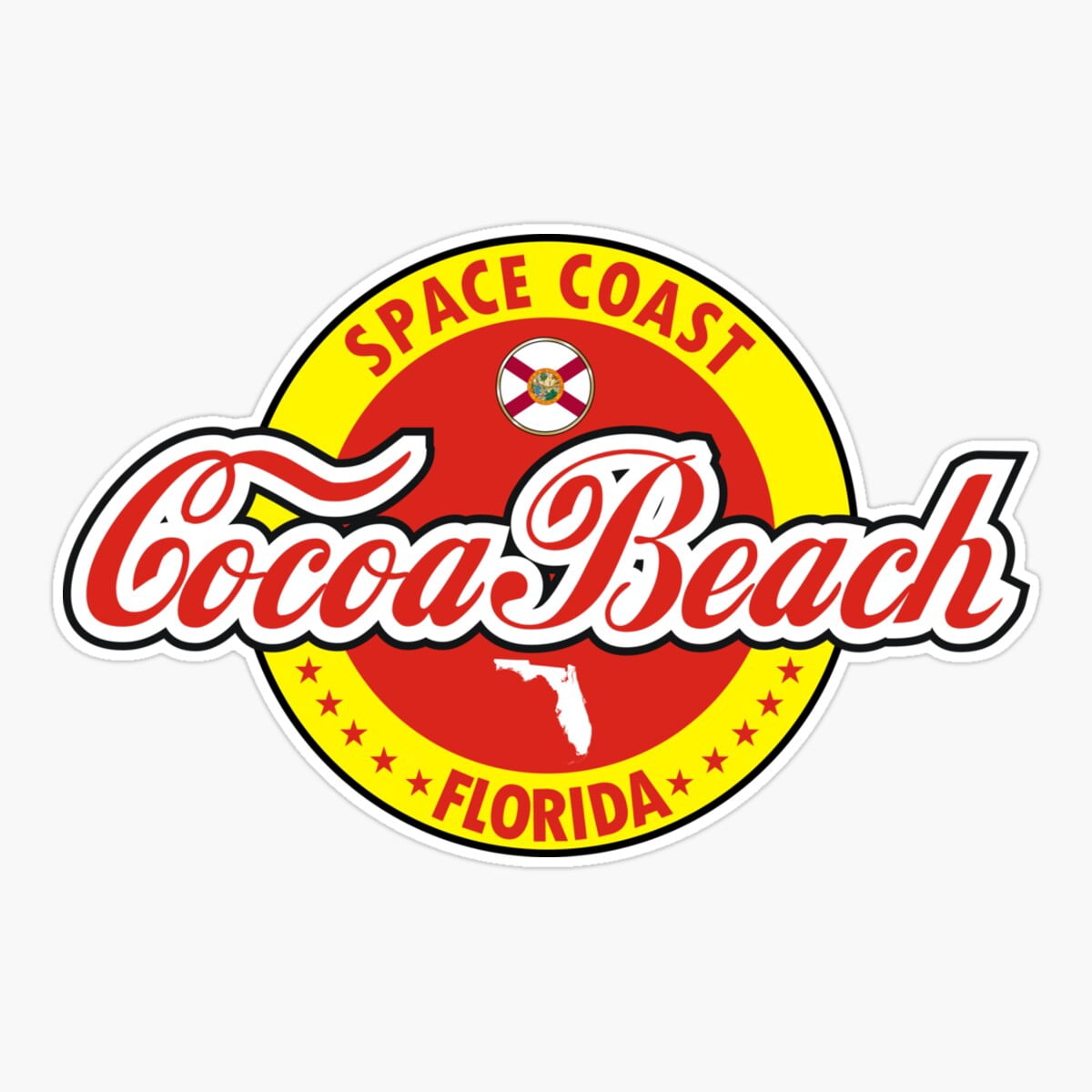 Stickology Cocoa Beach Florida Space Coast Emblem Sticker, Phone Decal ...