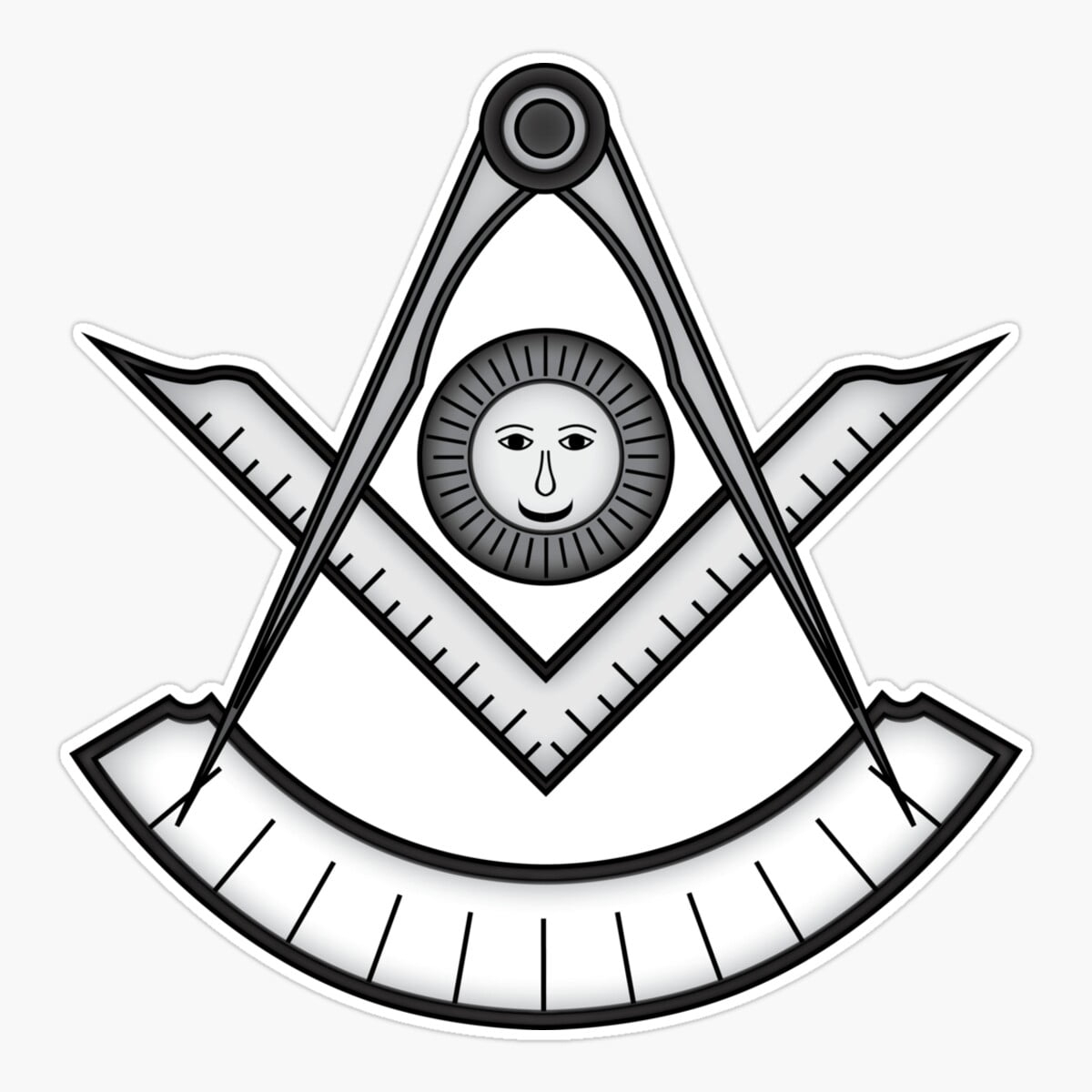 Stickology Compass, Sun And Protractor - Masonic Symbol Of Past Master ...