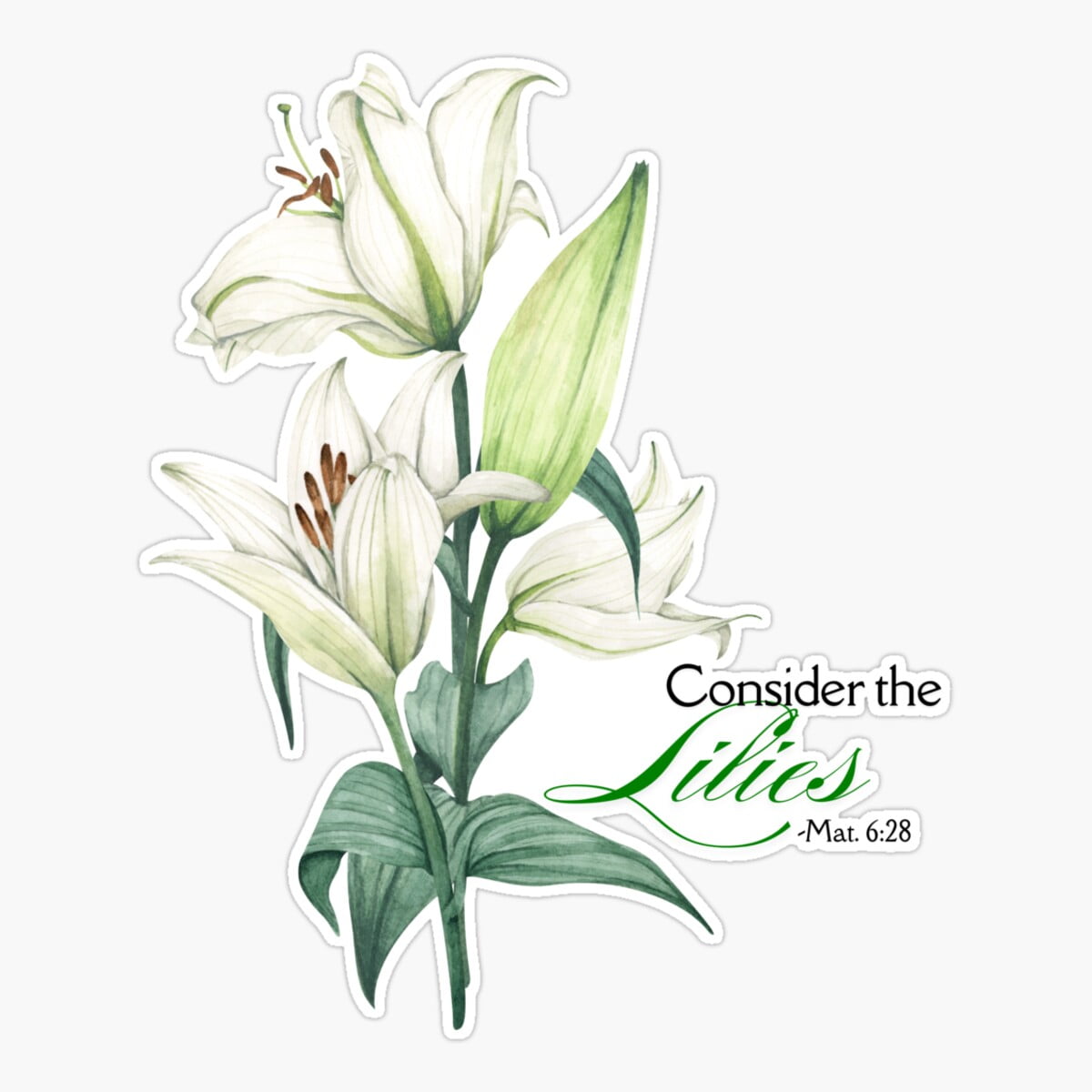 Stickology Consider The Lilies, Lilies Art Sticker, Phone Decal Water ...