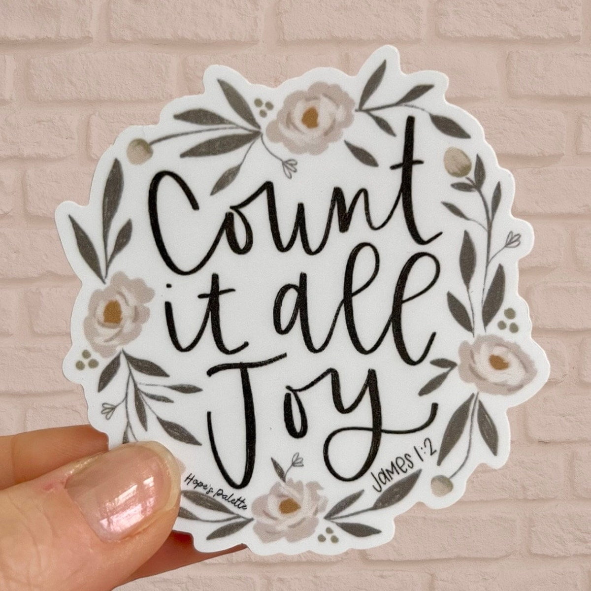 Stickology Count It All Joy Vinyl Sticker, Consider It All Joy Bible Verse Floral Laptop Sticker ...