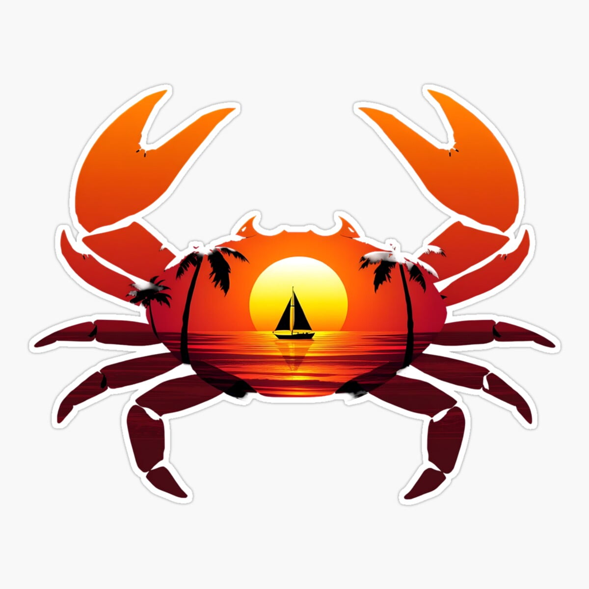 Stickology Crab Beach Summer Sticker, Phone Decal Water Bottle Stickers ...