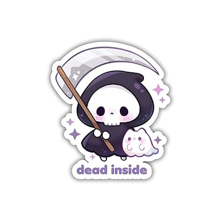 Stickology Cute Grim Reaper Dead Inside Stickers, Waterproof Die-Cut ...