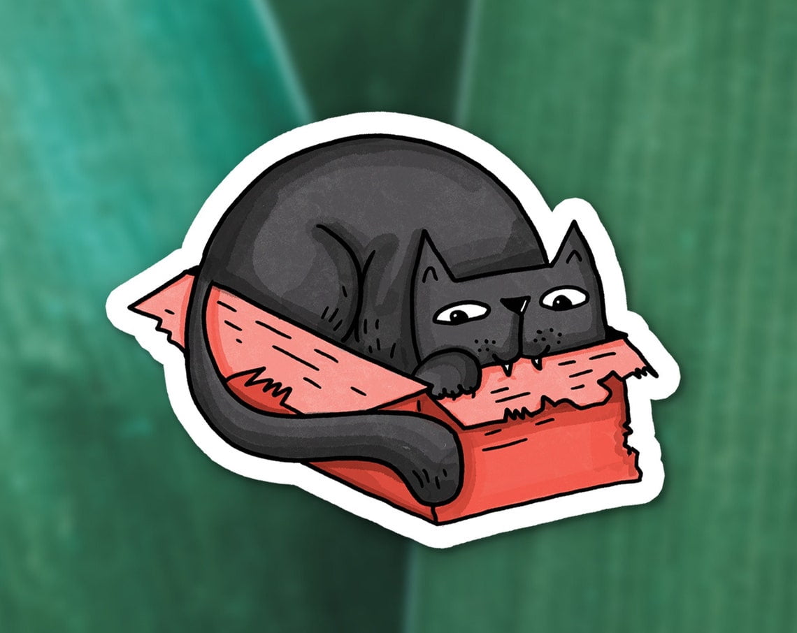 Stickology Funny cat vinyl er - Cute cat er - Black cat laptop er ...
