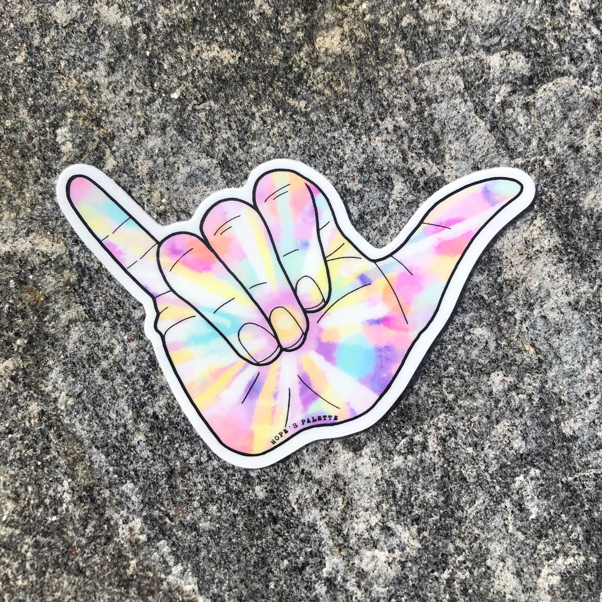 Stickology Hang Loose Hand Vinyl Sticker, Waterproof Tie-Dye Shaka Sign ...
