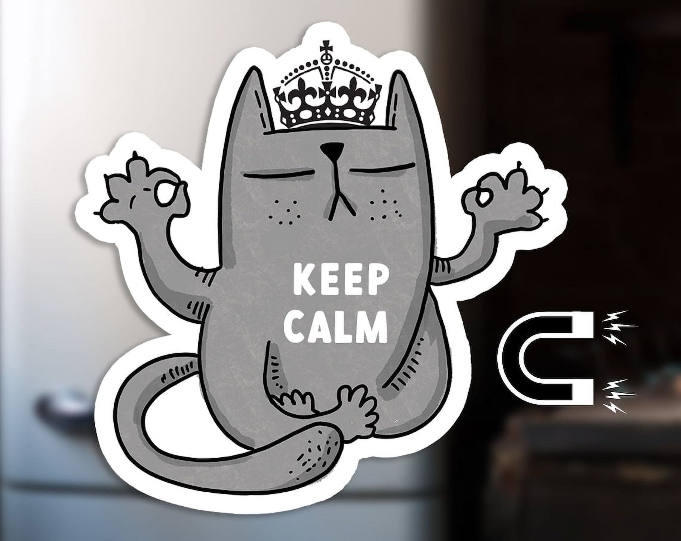 Stickology Keep calm fridge magnet - Funny cat car magnet - Cute cat magnet - Mental health ...